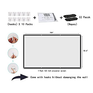 120 inch Projector Screen Outdoor 16:19 HD 4K Foldable and Portable Anti-Crease Portable Projector Screen Double Sided Video Projection Screens for Home ，Party,Office, Classroom，Outdoor