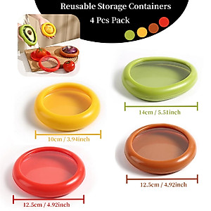 sappiedear Avocado Saver and Tomato Holder - Set of 4 - Reusable Storage Containers for Fridge - Ideal for Apples, Garlic, Onions, Lemons, and Potatoes (4)