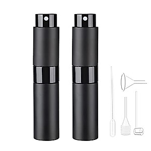 ZERNBER 8ML Atomizer Perfume Travel Refillable (2 PCS) Empty Travel Cologne Sprayer Bottles Refillable, Mini Portable Dispenser(2 Matte Black)