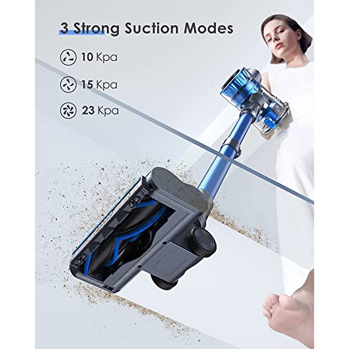 Lubluelu 23Kpa Cordless Vacuum Cleaner,Lightweight Vacuum with 225W Brushless Motor,Max 45 Min Runtime,Cordless Vacuum with Anti-Tangle Brush for Hardwood Floor Carpet Pet Hair Car Cleaning
