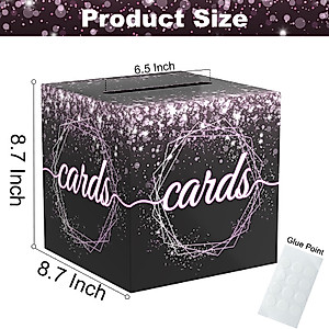 WNINK Black Pink Dot Card Box Design, Cards Receiving Box for Birthdays Party, Wedding Receptions, Bridal & Baby Showers, Graduations, Retirements, Anniversaries
