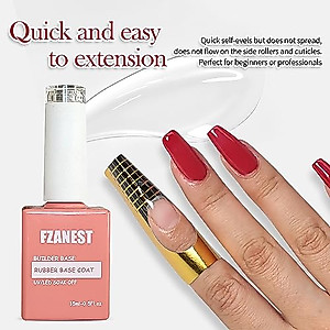 FZANEST Diamond Gel Top Coat and Clear Rubber Base Gel Polish For Nails Set,Builder Base Gel In A Bottle and No Wipe Top Coat Nail Polish Kit,Long Lasting Base Coat Ultra Shine Finish UV LED Soak Off