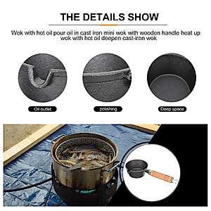 Tofficu Hot Oil Pan Non Stick Small Cast Iron Pot Butter Warmer Pot Mini Cast Iron Skillet Small Oil Heating Pan Melting Pot Ceramic Nonstick Pan Oil Heating Pot Enamel Small Eggs Wooden