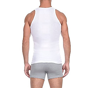 2(X)IST mens Essential Cotton Tank 3-pack Base Layer Top, Pure White, Large US