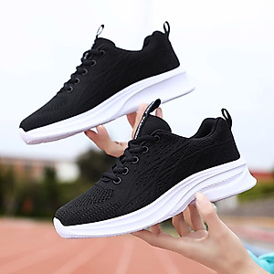 ZGRZPMGR Women's Casual Walking Shoes Breathable Sports Running Shoes Outdoor Lace-up Tennis Shoes Sneakers for Women Black