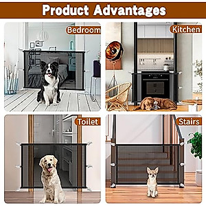 Agvincy Baby Gate for Stairs, Portable Mesh Dog Gates for The House Easy Install Anywhere, 44''X29'' Dog Gates for Doorways Providing a Safe Enclosure for Pets and Baby to Play and Rest