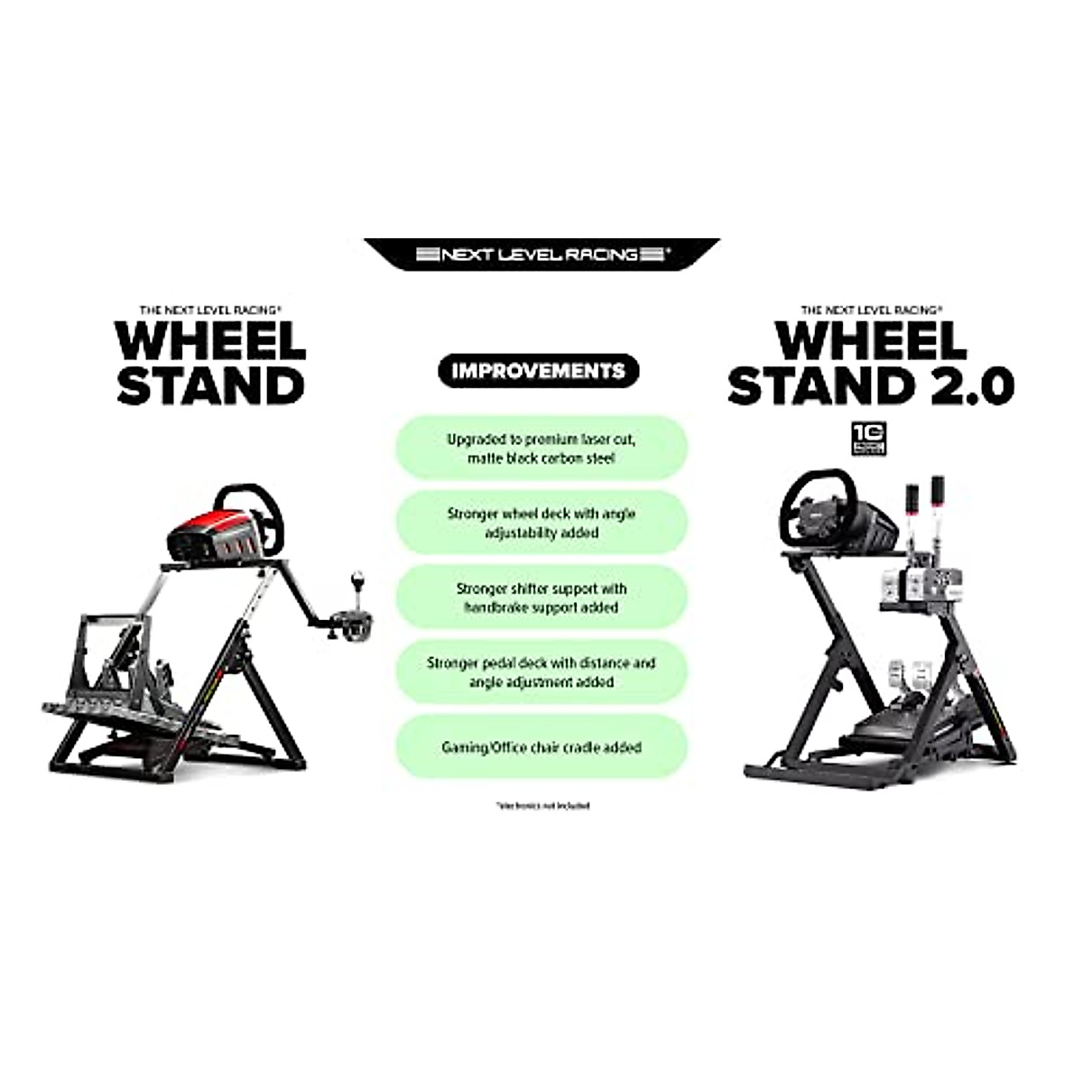 Next Level Racing Wheel Stand 2.0. Steering wheel stand for Thrustmaster, Fanatec, moza Racing on PC and video game consoles. Upgradeable to full cockpit with GTSeat add-on (not included)