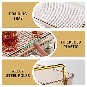 YCIA&DONE Coffee Bar Accessories,Coffee Station Organizer,Large Capacity Organizer with Drain Board,Whisky Tray,Mug Tea Cup Holder Coffee Bar Organizer,Kitchen Organizers,Amber Gold