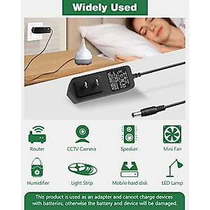 JOVNO 12V 1A Power Supply, 100-240V AC to DC 12volt 1amp 12W Adapter 700mA 500mA 400mA Power Cord with 5.5x2.5mm Tip for LED Light Strips, Security Camera System, CCTV, Routers, Speakers