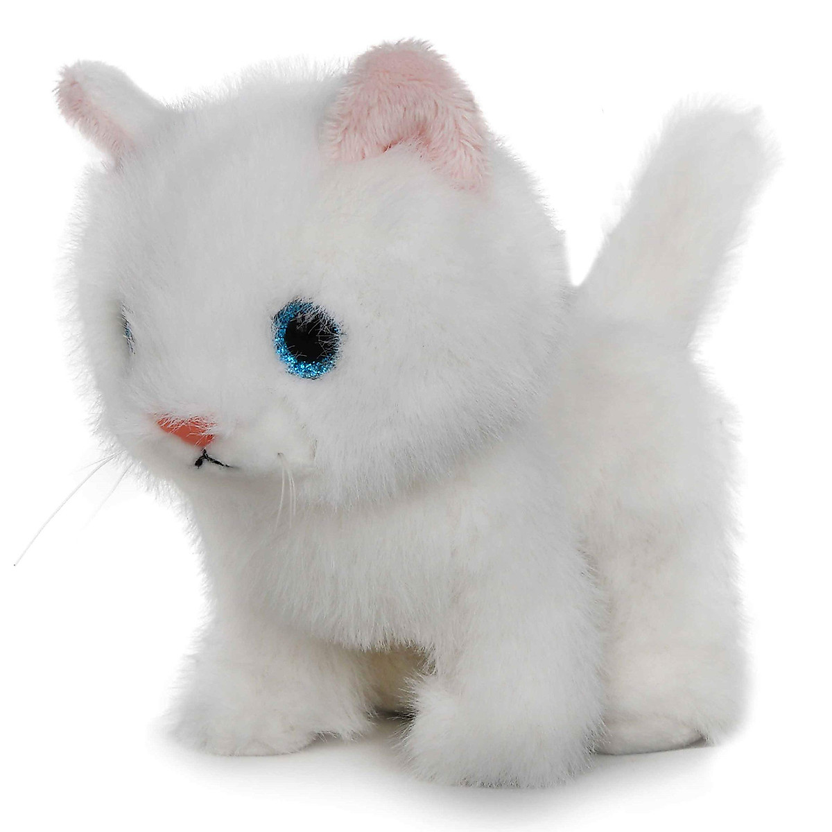 Ice King Bear Fluffy Little Cat Stuffed Animal Small Plush Toy 6 Inches (White)