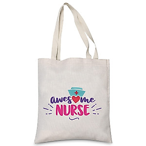 LEVLO Best Nurse Gift Awesome Nurse Shopping Bag Birthday Present Nurse Tote Bags (Awesome Nurse)