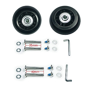 Ricrrover Luggage Suitcase Wheels Replacement Kit OD 90 * 24mm/3.54 * 0.94in w/ 6mm abec 608zz skate Inline Outdoor Skate Wheels, Set of (2) Wheels (OD:90 W:24 ID:6 Axles:35/40mm)
