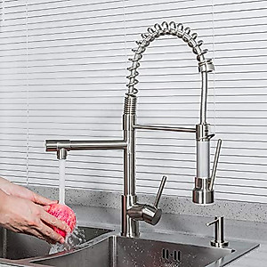Kitchen Faucet with Pull Down Sprayer Contemporary Single Handle Kitchen Sink Faucet GAPPO Solid Brass Spring Kitchen Faucet Brushed Nickel