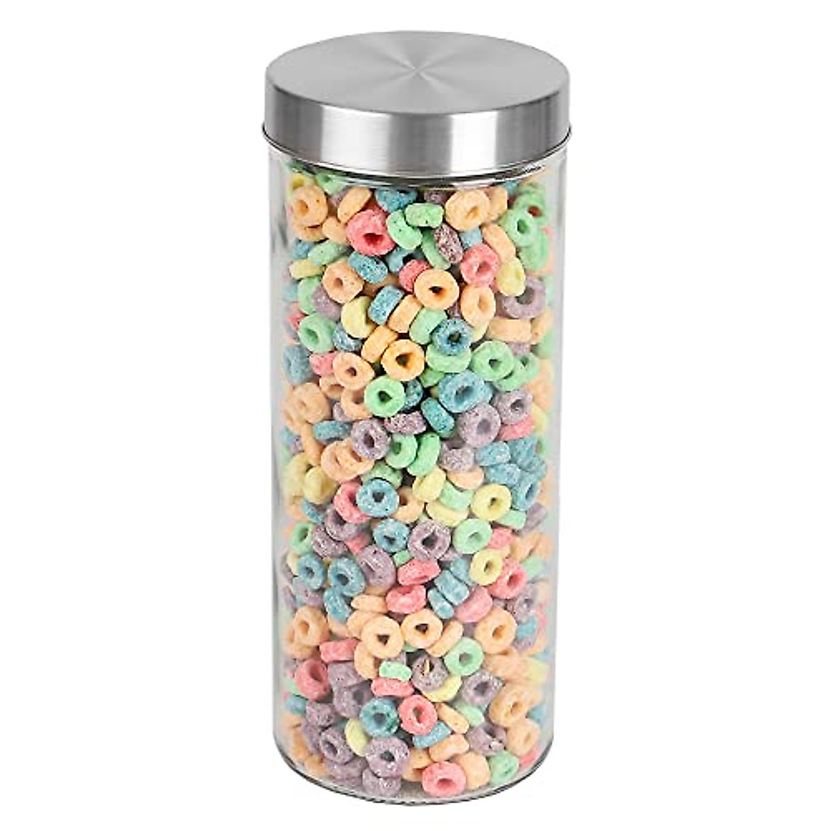 Home Basics Tall Glass Canister with Lid (Clear) | Glass Food Storage Canister for Dry Pasta, Flour, Trail Mix, and Candy | Kitchen Glass Containers