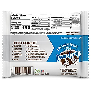 Lenny & Larry's Keto Cookie, Chocolate Chip, Soft Baked, 9g Plant Protein, 3g Net Carbs, Vegan, Non-GMO, 1.6 Ounce Cookie (Pack of 12) packaging may vary