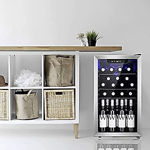 Antarctic Star 26 Bottle Wine Cooler/Cabinet Beverage Refigerator Mini Fridge Small Wine Cellar Soda Beer Counter Top Bar Quiet Operation Compressor Freestanding Clear Glass Door for Office/Dorm