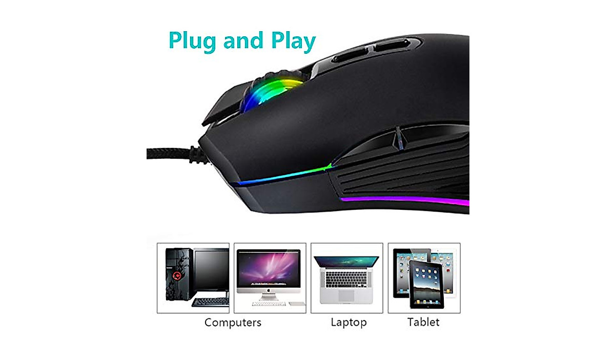 IULONEE Type C Gaming Mouse with RGB Backlight & 3200 DPI