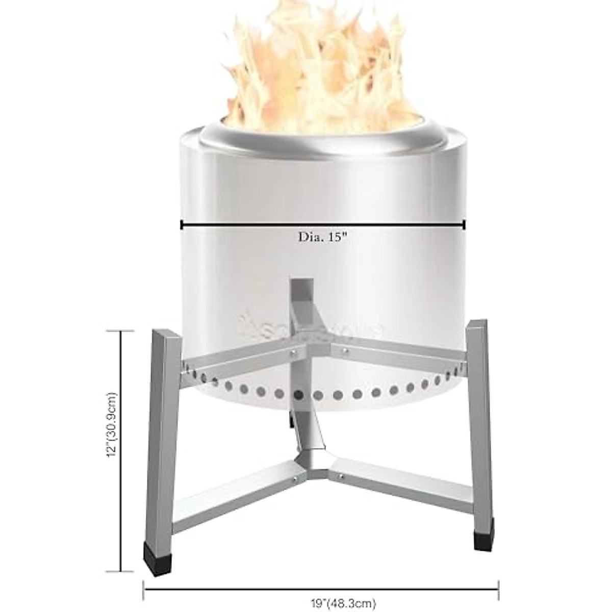 WINTRON Firepit Stand, 15" Stand for Solo Stove Ranger and Other 15-in Outside Firepit, Stainless Steel Fire Pit Accessory, Outdoor Fireplace Tools