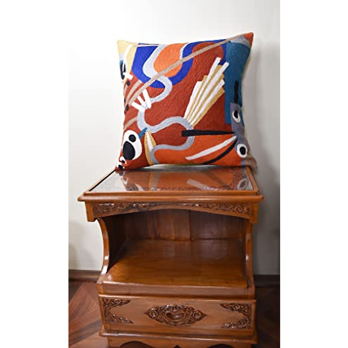 Kandinsky Modern Throw Pillow Cover - Red Intuitive | Abstract Pillow | Modern Couch Pillow| Contemporary Pillows | Outdoor Pillow | Mid Century Chair Cushions | Handmade Wool Size 18x18