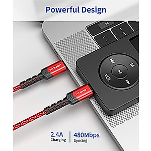 JSAUX Mini USB to Type C Cable, USB C to Mini USB 6.6FT Cable Charging Cord for GoPro Hero 3+, PS3 Controller, MP3 Player, Dash Cam, Digital Camera, GPS Receiver, PDAs and More Mini B Devices 2M/Red