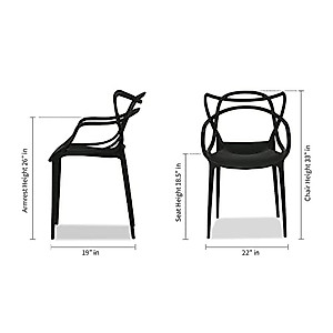 Aron Living Monte 18" Mid-Century Plastic Dining Chairs in Black (Set of 2)