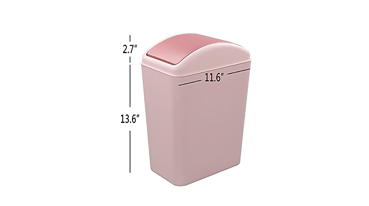 Parlynies Pink Plastic Waste Bin - 4.5 Gallon with Swing Lid