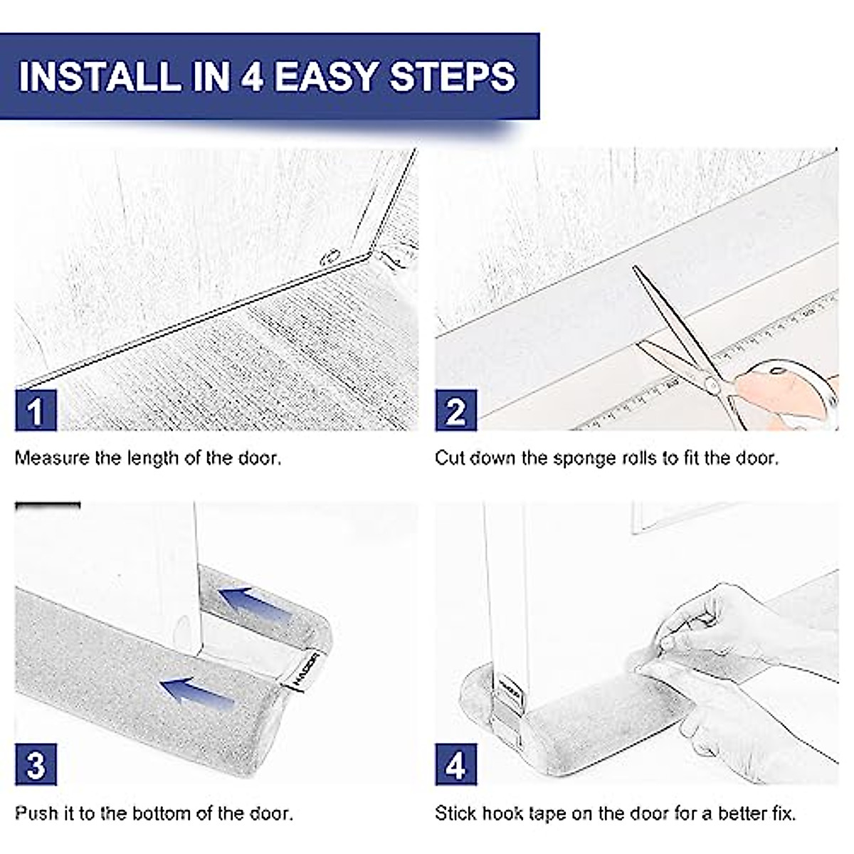 HADOR Door Draft Stopper Noise Blocker 36 Inches for Bottom of Door, Light Yellow Twin Triangular Under Door Draft Stopper Seal Gap Machine-Washable Air Blocker