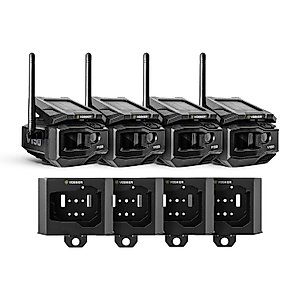 Vosker V150 Solar-Powered LTE Cellular Home Security Outdoor Camera, Motion Activated Sensor Nightvision Wireless - Bundle Including 4 V150 Cameras and 4 Security Boxes