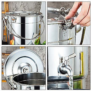 Stock Pot - Soup Pot With Lid, Stock Pot, 201 Stainless Steel Soup Bucket/Sealed Bucket/Transportation Bucket, Wine Tank With Tap, For Water Milk Tea Milk Storage Bucket (Size : 34L)