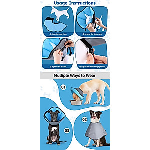 ipetstation Dog Cone Collar for Dogs After Surgery Extra Long, Adjustable Comfy Dog Elizabethan Pet Collar Cone for Large Dogs Anti-Lick Protective Wound (L (Neck Girth: 12.6-17.3in))