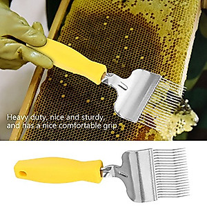 GOTOTOP Beekeeping Uncapping Fork Bee Keeping Bee Honey Uncapping Fork Stainless Steel Tine Beekeeping Honey Beekeeping Extractor Tool, 8.66 x 2.76 Inch,Yellow