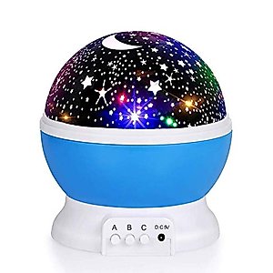 Luckkid Baby Night Light Moon Star Projector 360 Degree Rotation - 4 LED Bulbs 9 Light Color Changing with USB Cable, Unique Gifts for Men Women Kids Best Baby Gifts