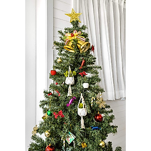 Dahey Mini Macrame Plant Car Accessories Rear View Mirrior Charm Cute Hanging Rearview Car Decor Boho Hanger with Artificial Succulent for Plant Lover, 2 Pcs, 10.5 inch, White