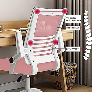 XUEGW Home Office Chair Ergonomic Desk Chair Mesh Computer Chair with Lumbar Support Armrest，Reclining Office Chair Swivel Chair with Flip-up Arms