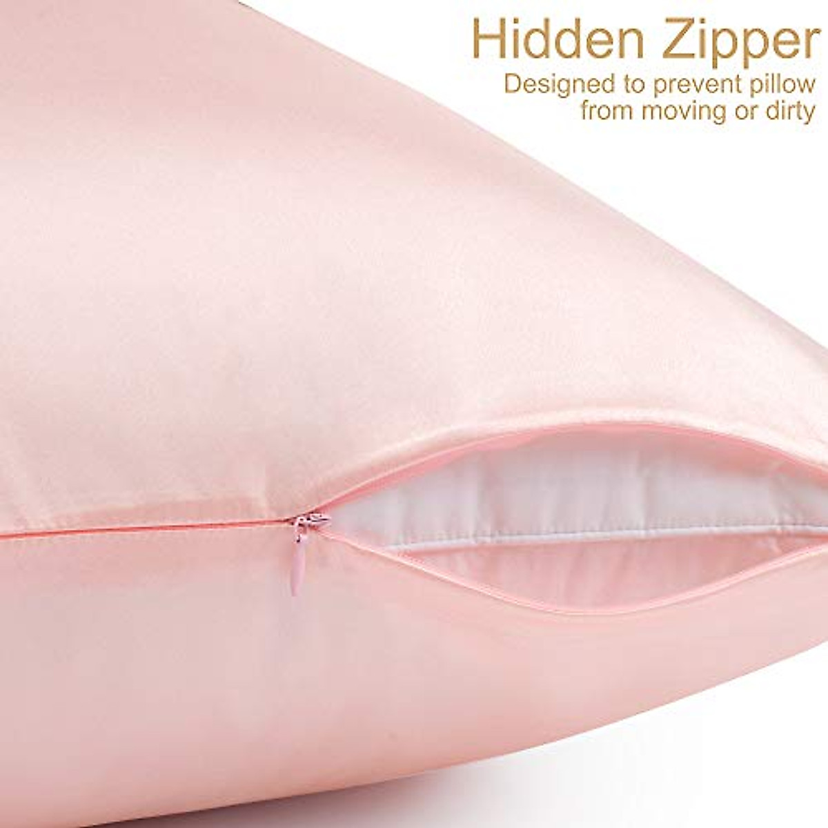 uxcell 100% Charmeuse Pure Silk Pillowcase Pillow Case Cover for Hair & Skin 350TC 19 Momme (1-Piece) Pink Travel(14x20inch)