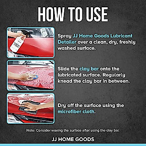 JJ Care Clay Bar - Contains 3 Pack 300gram Clay Bar for Car Detailing (3x100g) + 16.9 fl. oz Clay Bar Lubricant + 2 Pack Microfiber Cloth - Clay Bar Kit - Clay Bars Auto Detailing