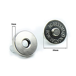 20 Set Magnetic Snaps, Purse Magnetic Bag Fastener Clasp Magnetic Button Replacement Kit for Sewing, DIY Craft, Purses, Bags, Clothes, Leather (Silver 18MM)