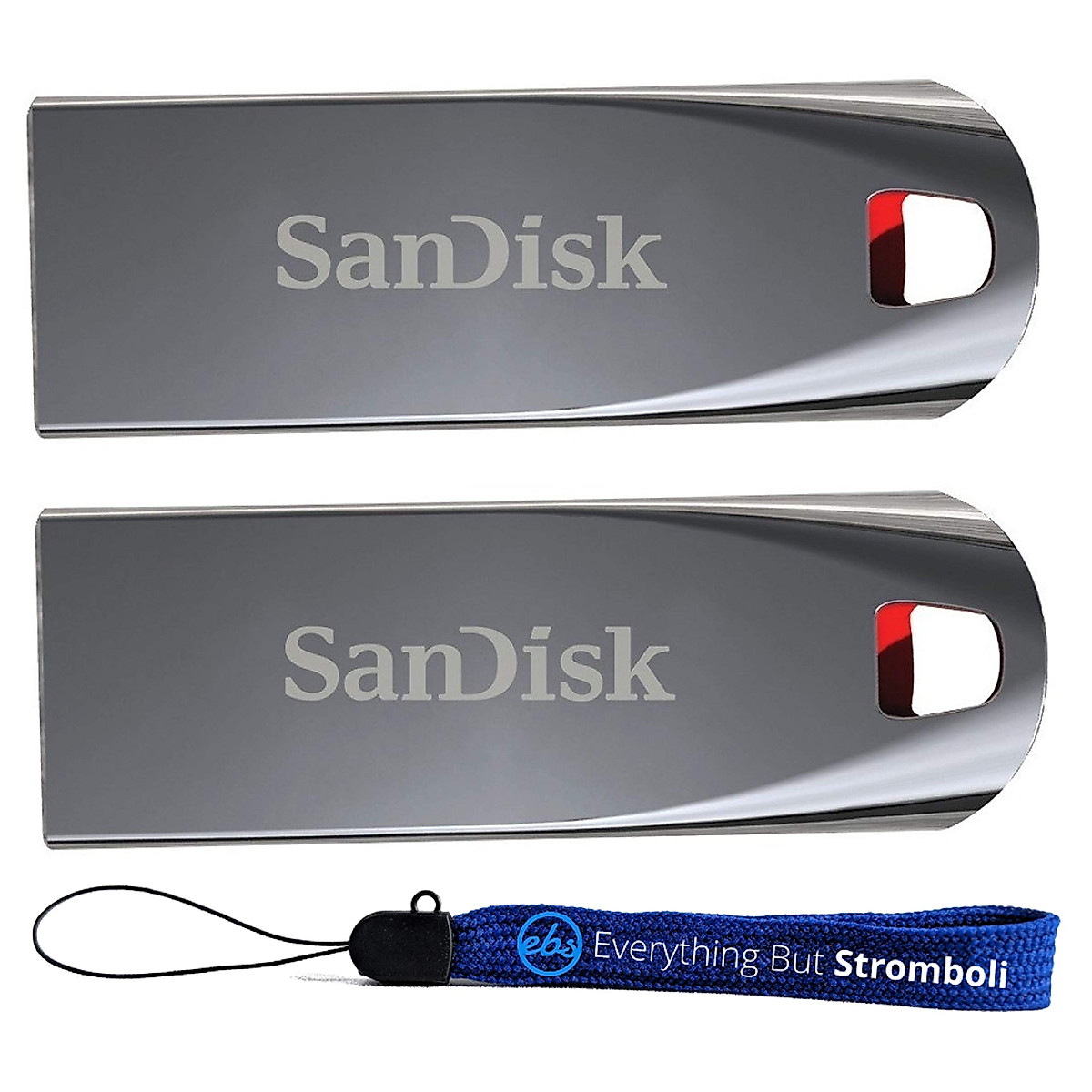 SanDisk 64GB (Two Pack Bundle) Cruzer Force Flash Drive USB 2.0 64G SDCZ71-064G-B35 with Everything But Stromboli (TM) Lanyard