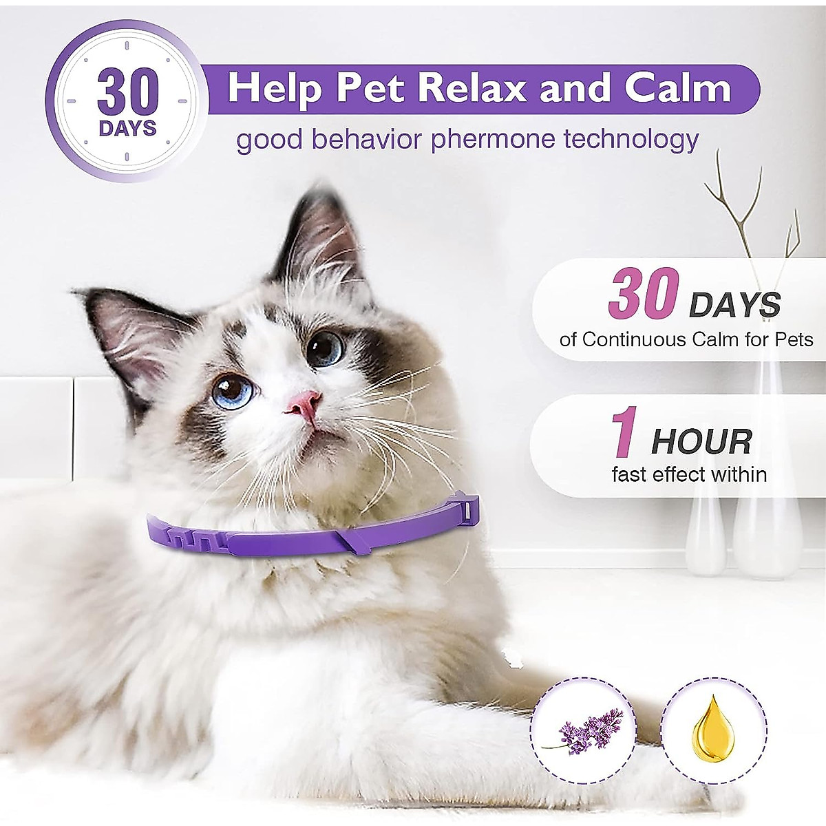 4 Pack Calming Collar for Cats and Kittens,Cat Pheromone Collars for Anxiety Efficient Relieve, Feline Calm Pheromones Collars Cats Stress Relief,Calming Collar for Peeing,Meowing,Fighting,Scratching