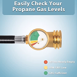 SHINESTAR 12FT Propane Extension Hose with Gauge, Propane Tank Extension Hose for RV, Gas Grill, Stove, Heater, Fire Pit and More