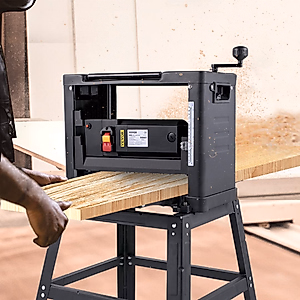 Mophorn Thickness Planer, 13" Width, 8000 RPM Worktable Benchtop Planer, 15Amp 1800W Powerful Motor, 6m/min Feeding Speed 0.2"-6.3"Cutting Thickness Planer, w/Iron Stand Dust Exhaust for Woodworking