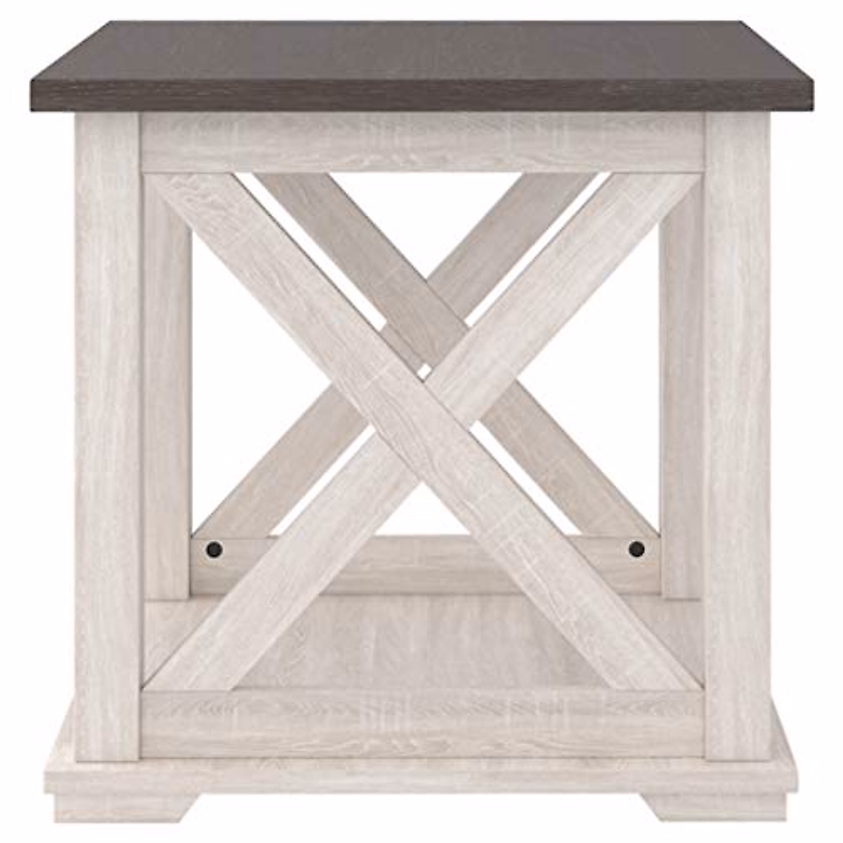 Signature Design by Ashley Dorrinson Square Modern Farmhouse End Table, Two Tone White & Brown