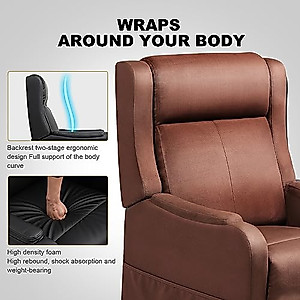 COMHOMA Recliner Chair for Living Room, Modern Fabric Adjustable Massage Recliner Chair, Single Sofa Seat with Upholstered Handrail Living Room Chair (Brown)