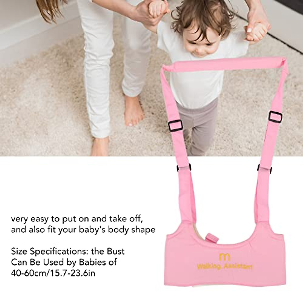 FILFEEL Baby Walker Baby Walking Harness Adjustable Handheld Kids Walker Helper Walking Learning Helper for Toddler 8-20 Months(Pink)
