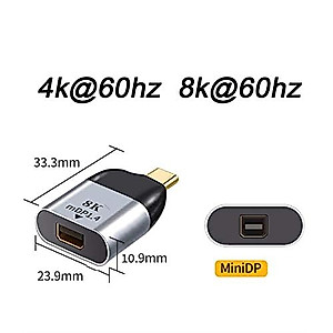 Cablecc USB-C Type C to Mini DP Displayport Converter Adapter 4K 2K 60hz for Tablet & Phone & Laptop