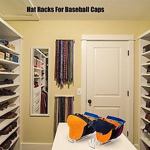 Sloworld Hat Stand for Baseball Caps, 2 Pcs No Install Acrylic Hat Organizer for 14 Baseball Caps, Hat Racks for Baseball Caps Display and Organizer for Bedroom, Closet, Dresser, Office (clear*2)