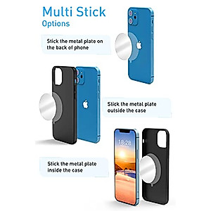 Metal Plate for Magnetic Car Mount - Tryone 4 Pack Disc with 3M Adhesive Compatible with Phone Magnets/ Cell Phone Automobile Magnet Cradles , No Logo or Hole, 2 Rectangle 2 Round, Black&Silver