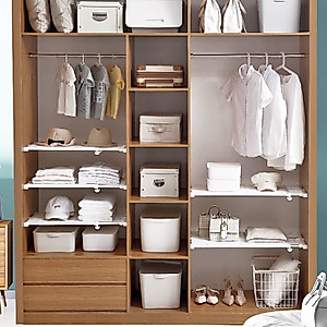 Tension Shelf & & Rod Expandable Adjustable Storage Rack Separator Cupboard Divider Closet Shoes Wardrobe Organizer DIY for Bedroom (24cm Wide, Adjustable Length 46-75cm)