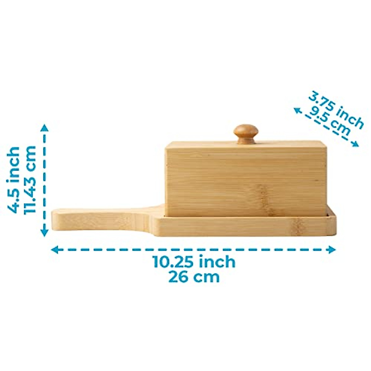 Bamboo Butter Dish w/ Lid – Large Butter Holder Made of Eco-Friendly, Food Grade Bamboo – Holds up to 4oz of Your Favorite Butter – Ideal Butter Keeper for Storage and Serving – Easy to Use