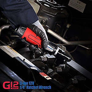 ACDelco ARW1207P G12 Series 12V Cordless Li-ion 1/4” 30 ft-lbs. Torque Ratchet Wrench Tool Kit , Red